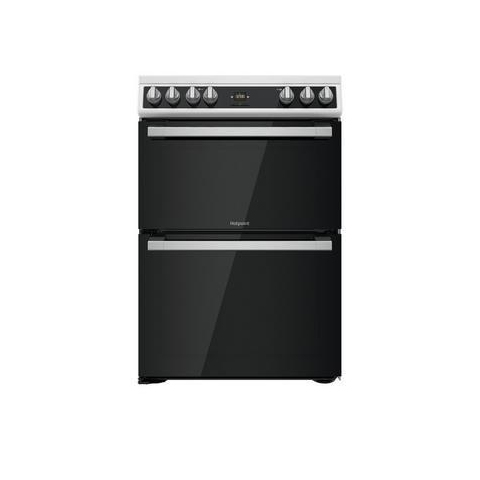 Hotpoint HDT67V9H2CW UK 60cm Double Electric Cooker with Ceramic Hob Black White Calverts Electrical